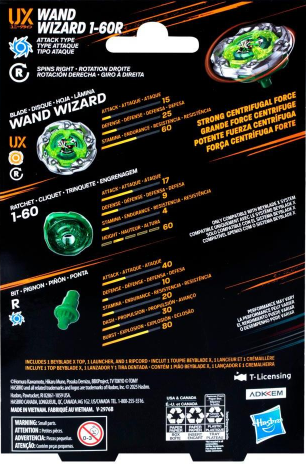 Beyblade X Wand Wizard 1-60R UX Starter Pack - Attack Type Top with ...