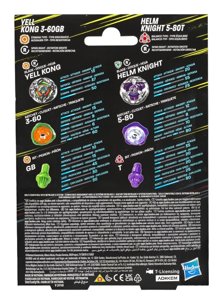 Beyblade X Yell Kong 3-60GB & Knight Shield 5-80T Dual Pack BX-14 – The ...